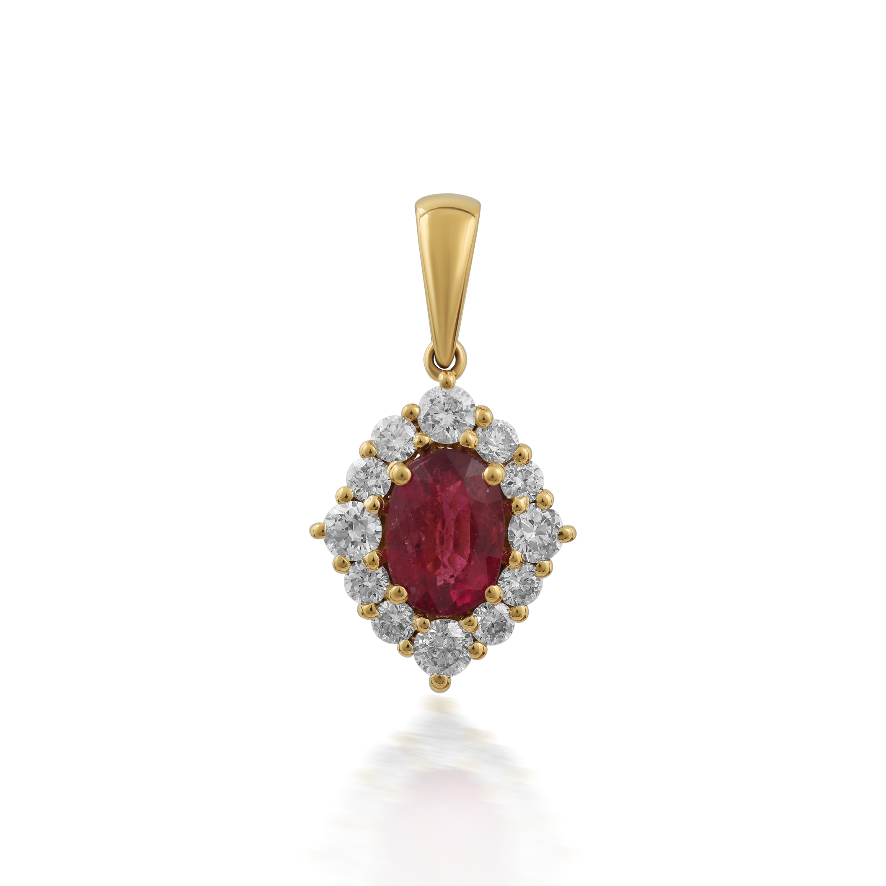 Gold Ruby Pendant with Diamond Halo – Amora | VerveJewels