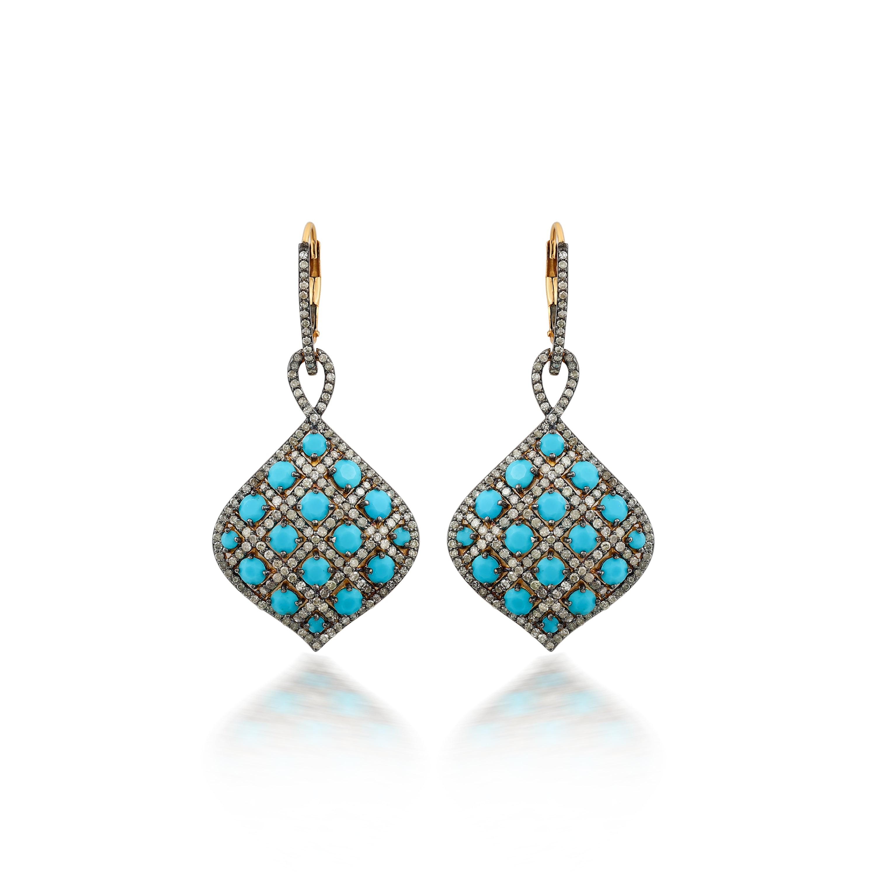 Victorian Turquoise Earrings – Antique Diamond Dangler by VerveJewels